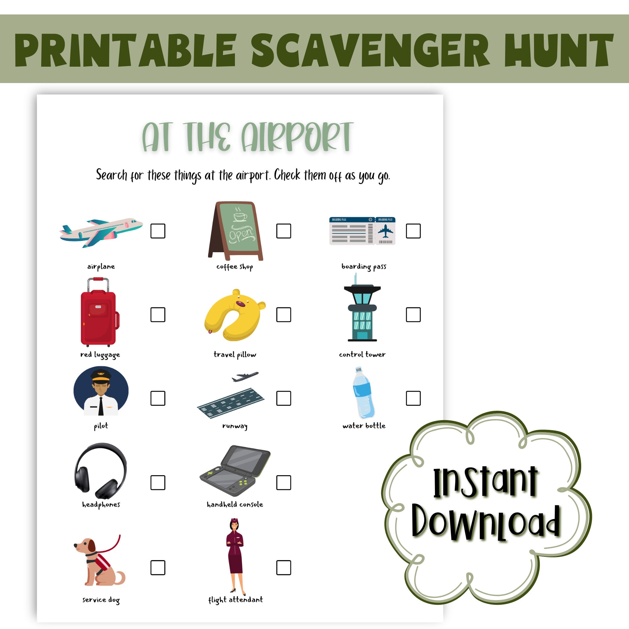 Airport Scavenger Hunt Printable - Printable