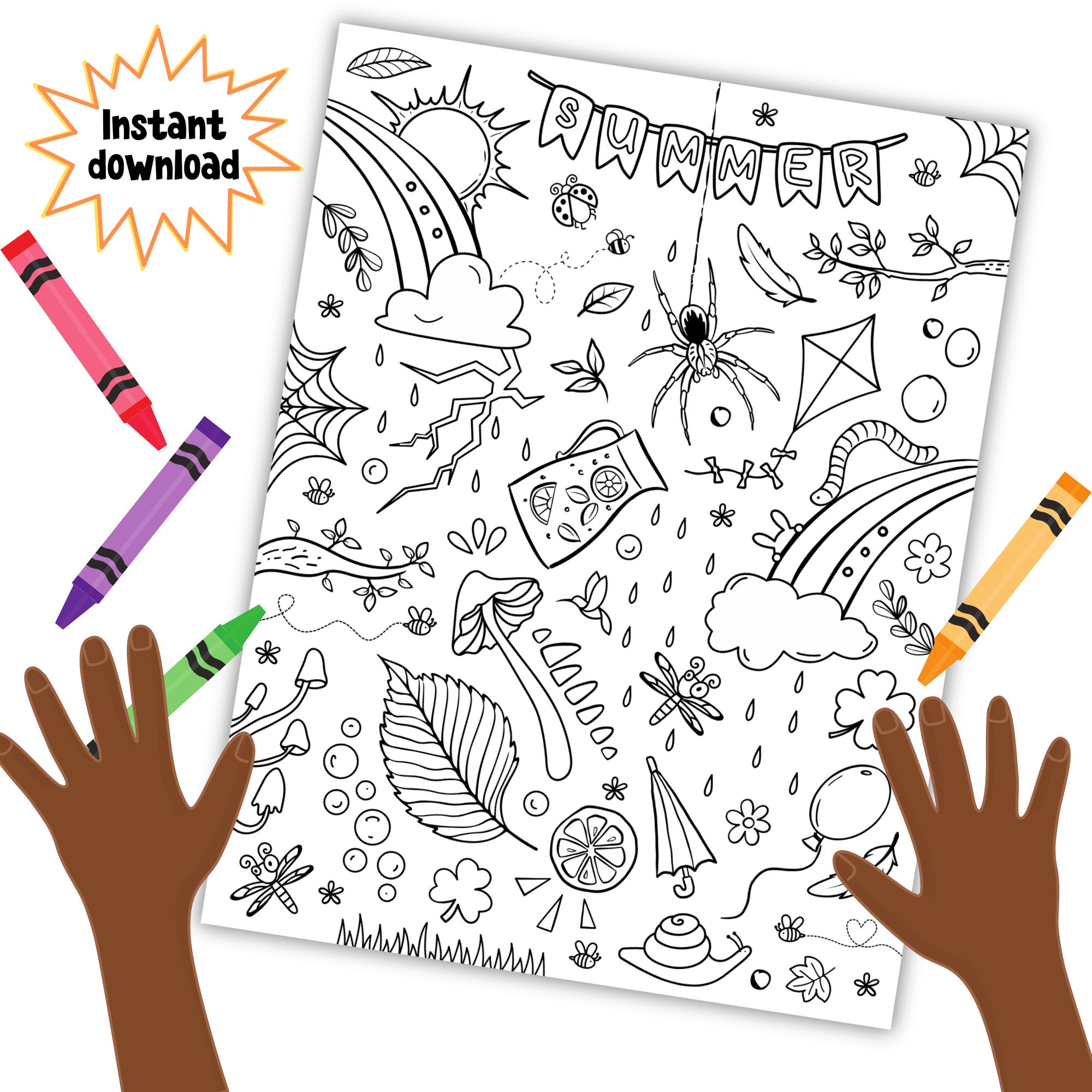 Summer Fun Printable Coloring Page, Sunny Seasonal Kids Activity ...