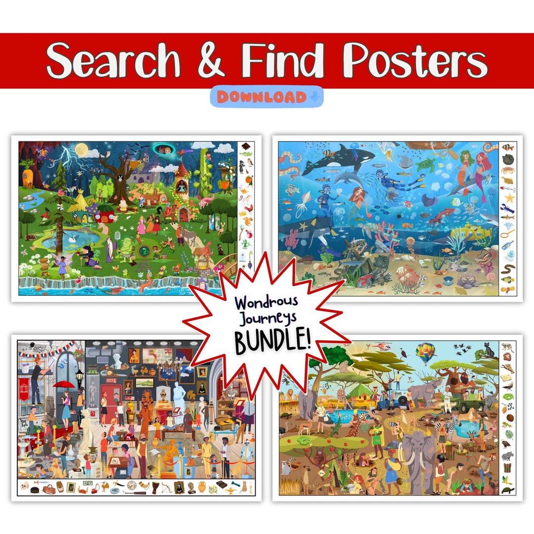 Wondrous Journeys Bundle: Printable Search & Find Posters, Interactive ...
