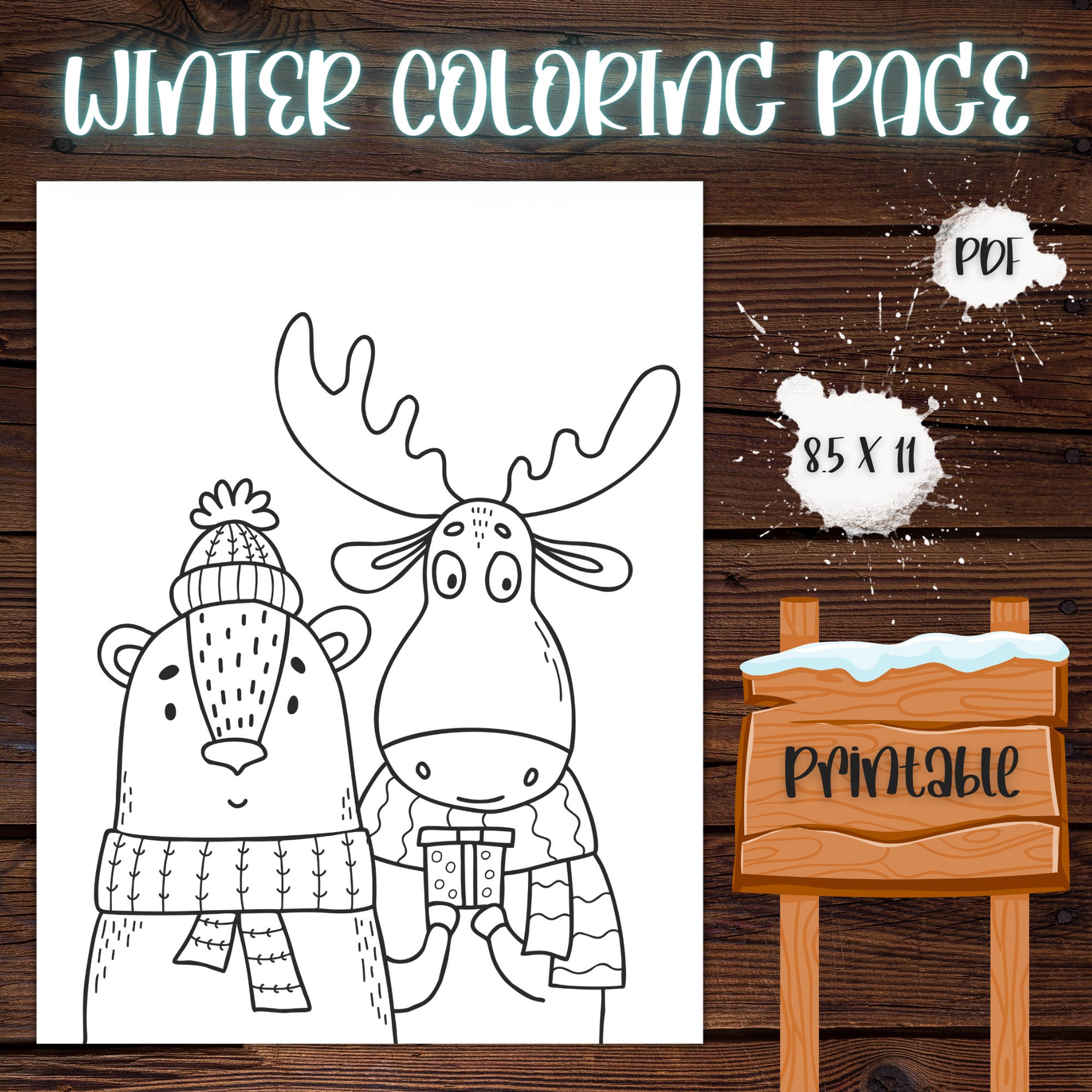 Christmas Moose Coloring Pages
