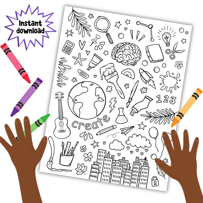 Creative Coloring Page, Printable Activities for Kids - Etsy