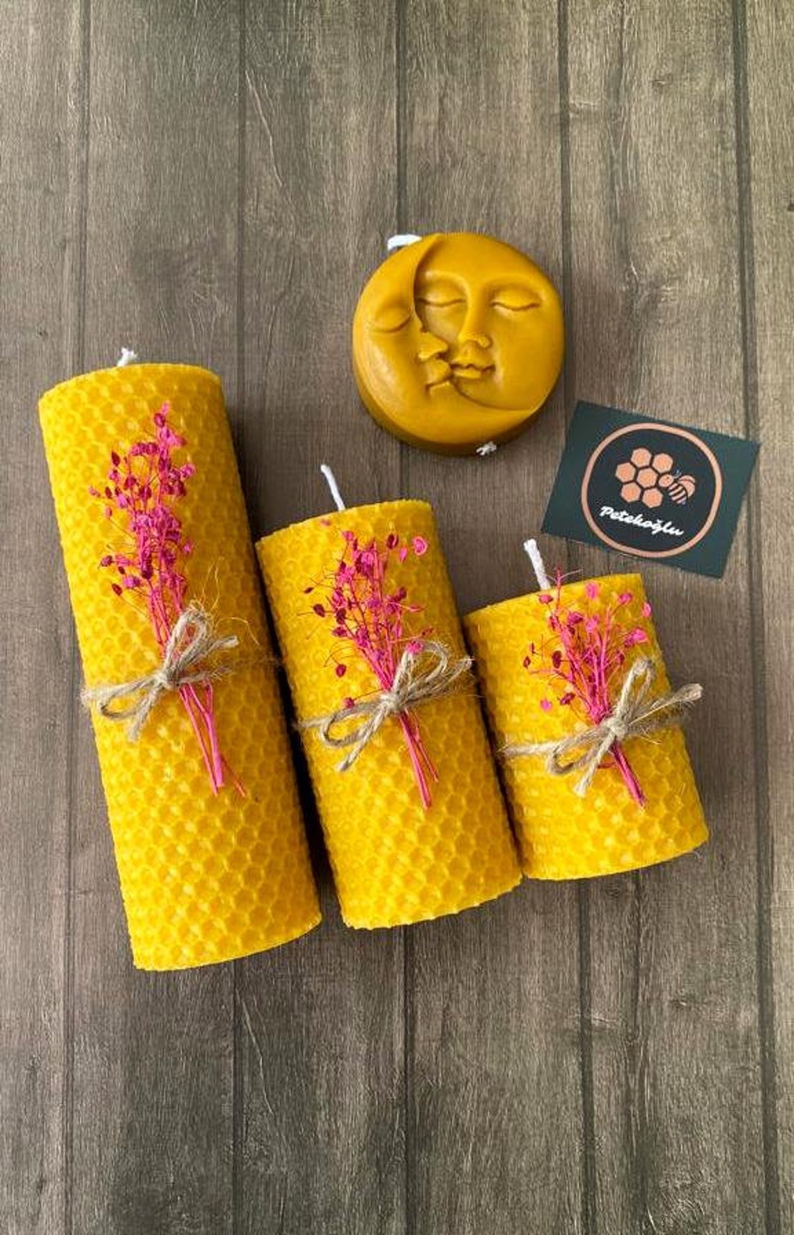 Beeswax Candle %100 Natural Wax. Candle Ift Set. Honey Aroma. Allergy ...