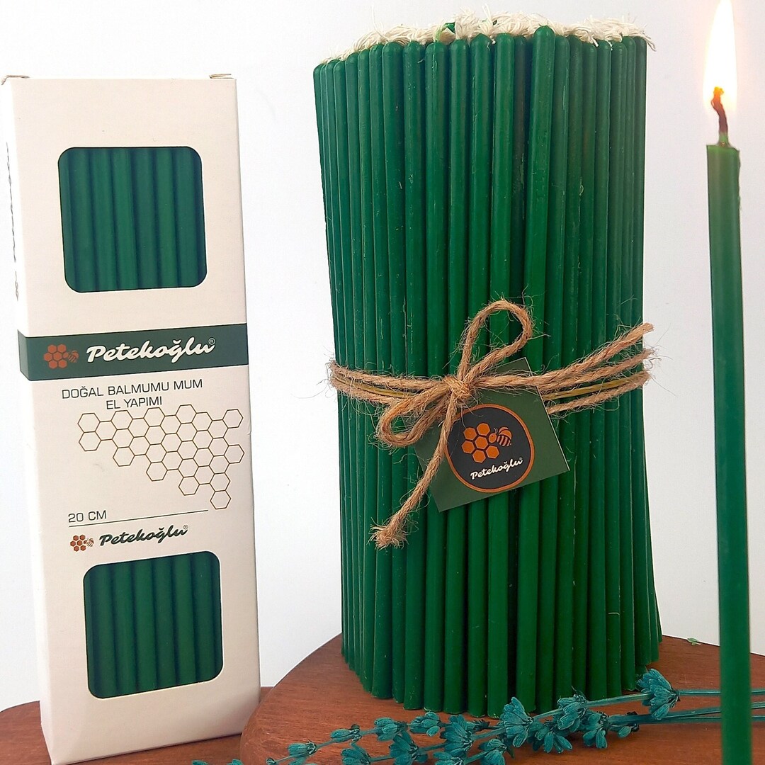 40 Pieces Natural Green Sticks Beeswax Candles Candle Sticks Wax Bees ...