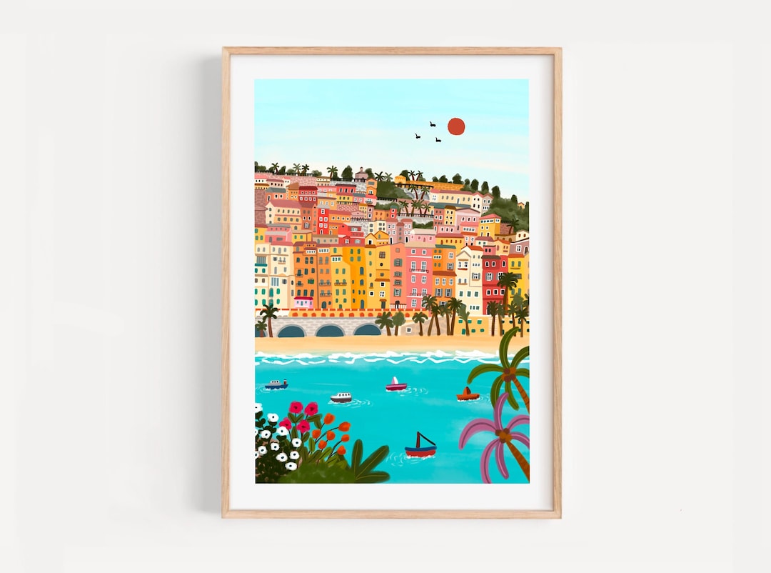 France Poster, Menton Print, Travel Gift, Travel Poster, Art Print ...