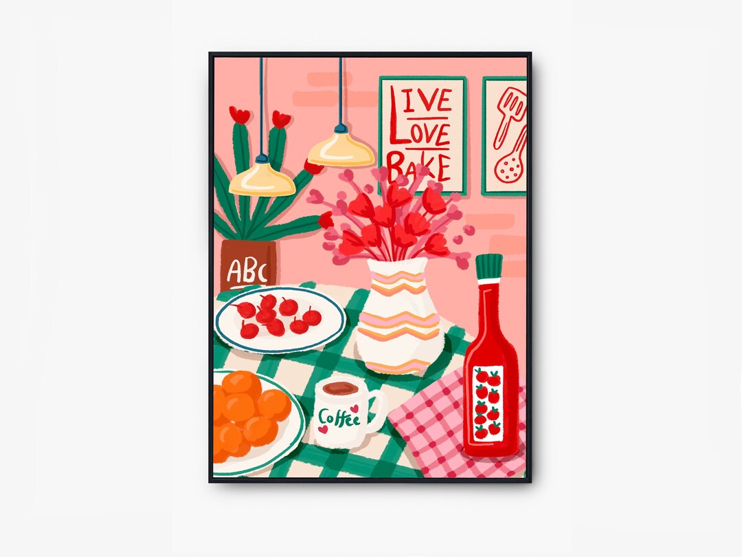 Food Table Print, Digital Download, Printable Wall Art, Kitchen Decor ...