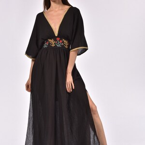 Long Summer Dress, Bohemian Dress, Slit Summer Dress, Greek Goddess ...