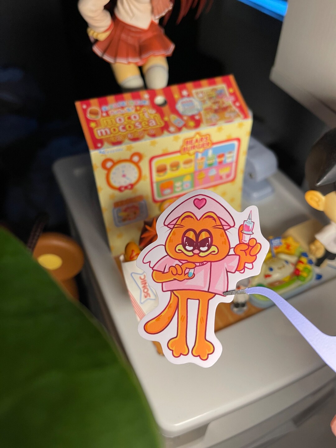 Garfield Nurse Outfit Glossy Stickers Black and Pink Vers Kawaii Cute ...