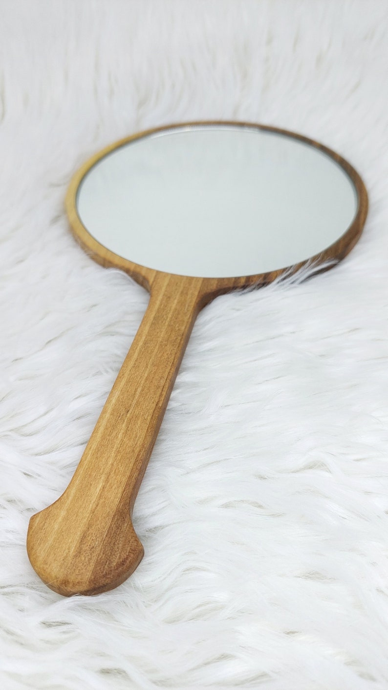 Wooden Hand Mirror With Handle Makeup Mirror Self Care Gift - Etsy