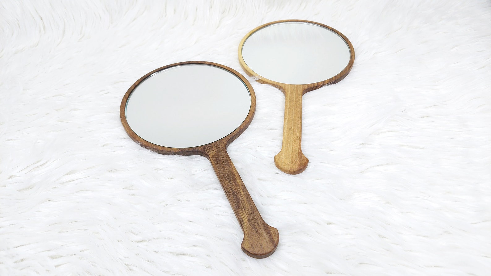Wooden Hand Mirror With Handle Makeup Mirror Self Care Gift - Etsy