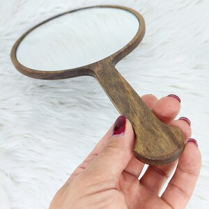 Wooden Hand Mirror With Handle Makeup Mirror Self Care Gift - Etsy