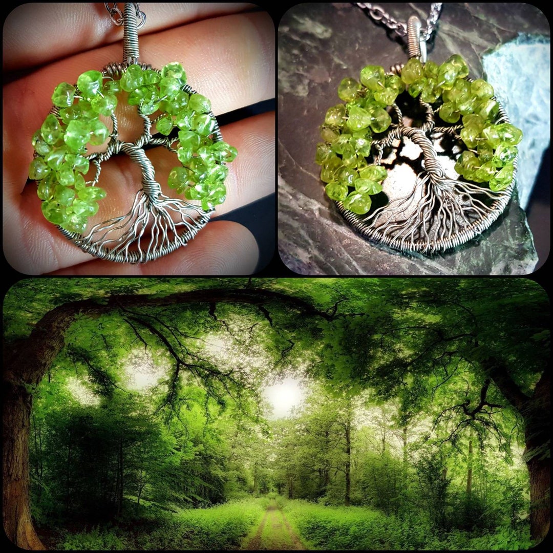 Peridot Tree of Life Pendant/ Tree of Life Necklace/ Peridot Tree/ Tree ...