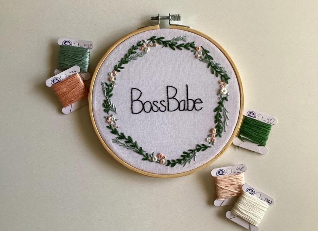 Boss Babe Floral Hand Embroidery Pattern - PDF Digital Download ...