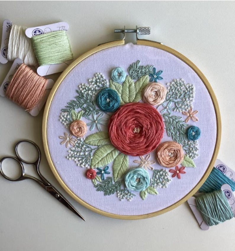 Roses Embroidery Pattern - PDF Digital Download - Floral Embroidery ...