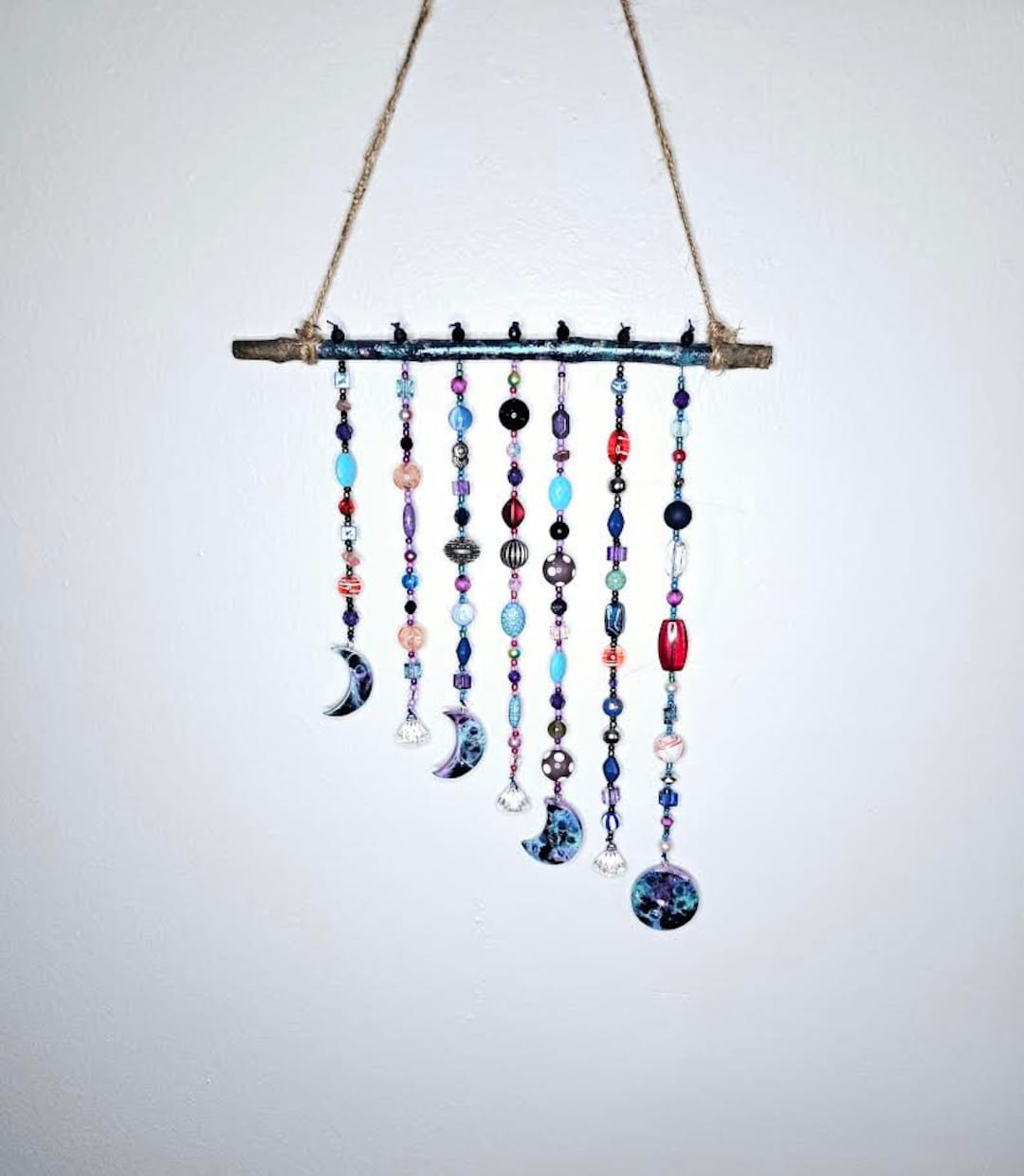 Moon Phase Driftwood Suncatcher | Suncatcher Beaded Driftwood | Moon ...