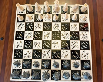 Chess Set, Lava, Resin– Red and Black Epoxy Chess Board With Flame ...