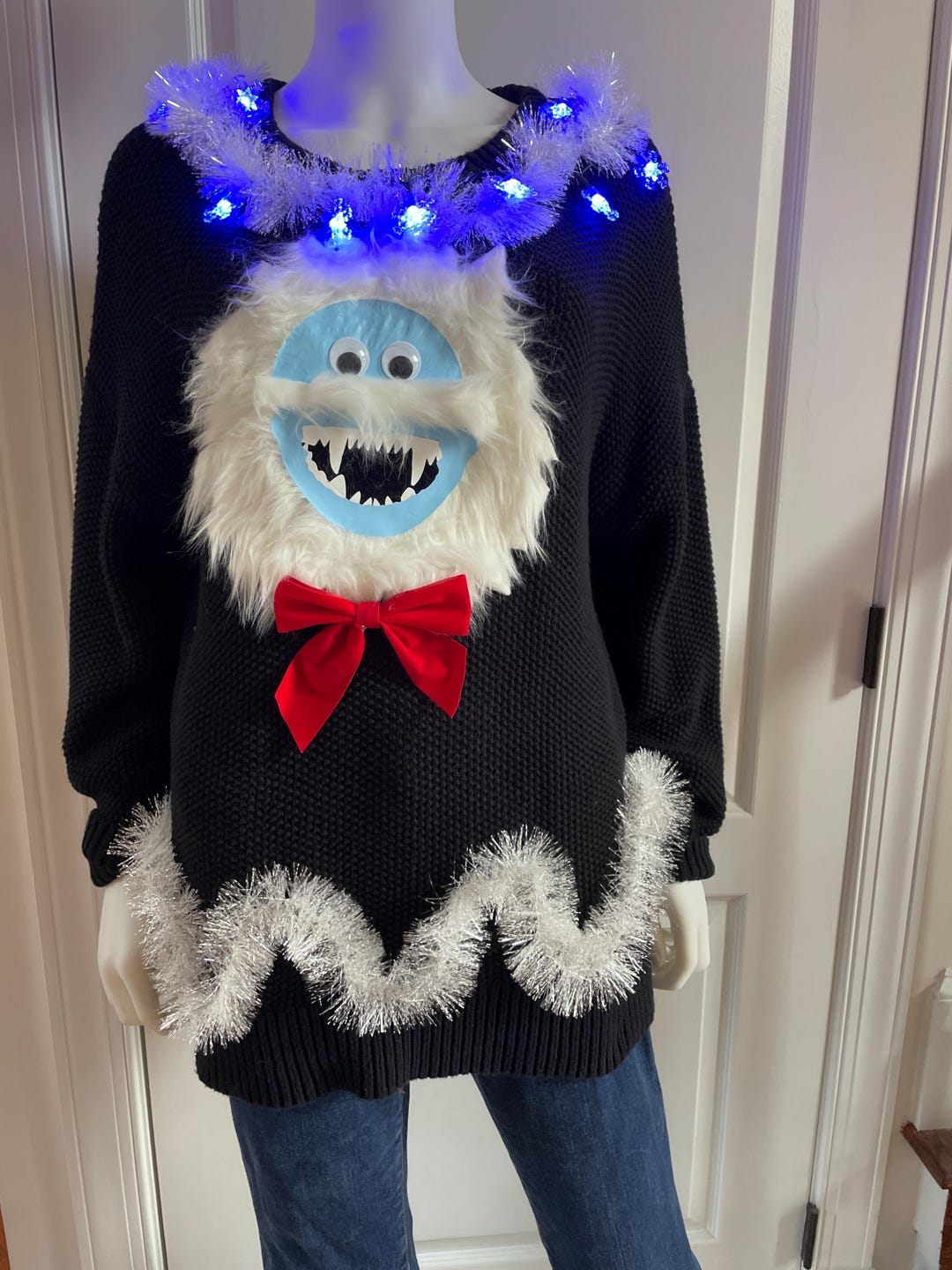 Abominable Snowman Sweater With Lights Size Large| Rudolph Bumble Yeti ...
