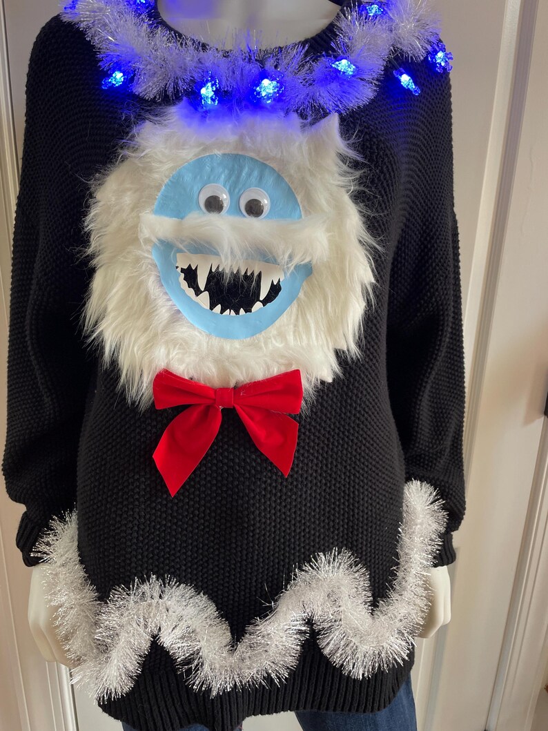 Abominable Snowman Sweater With Lights Size Large| Rudolph Bumble Yeti ...