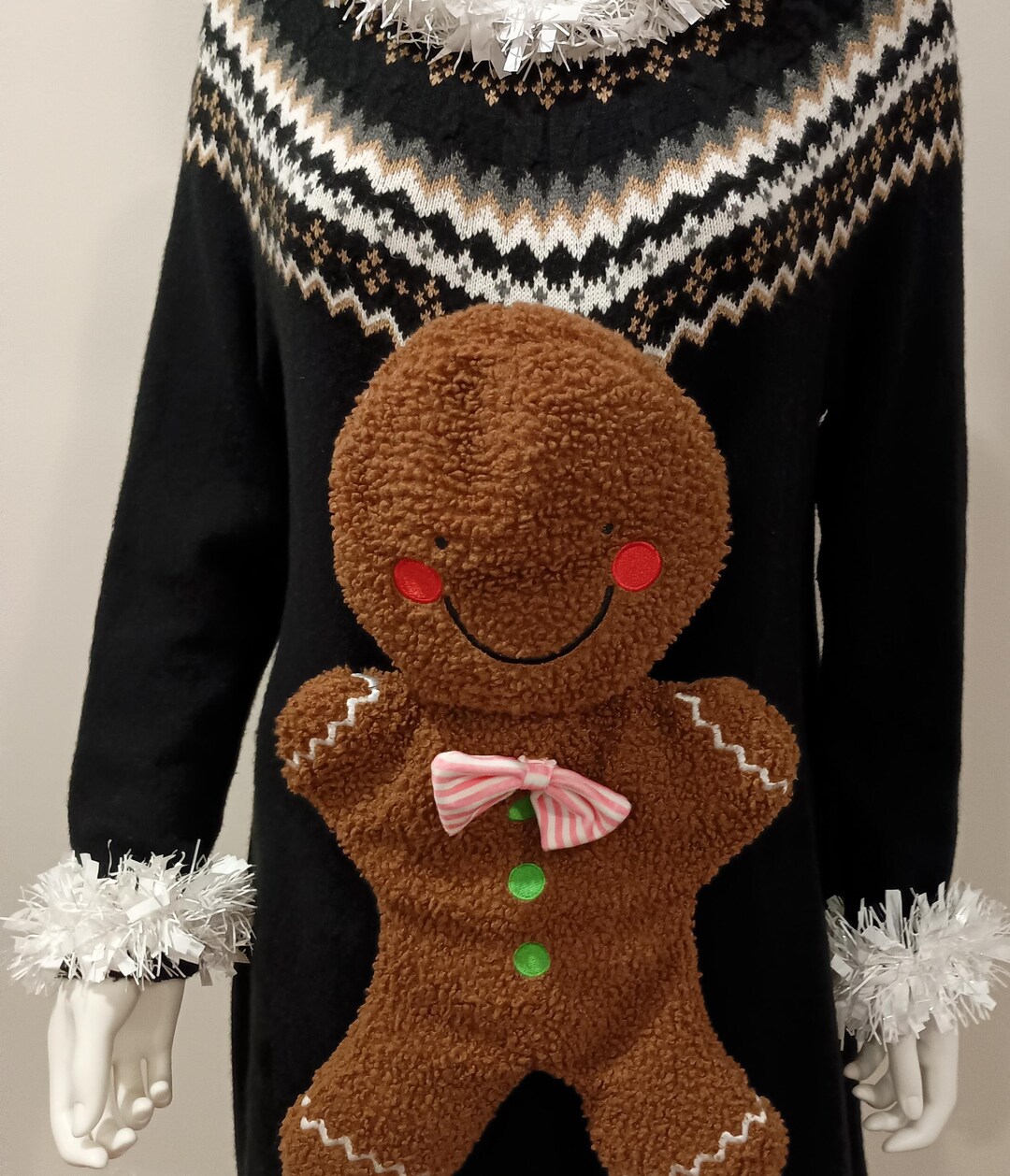 Giant Gingerbread Man Holiday Light Show Sweater Dress for Ugly ...