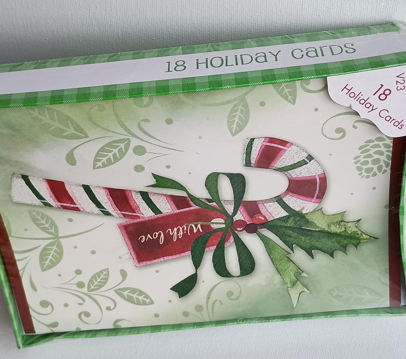 Candy Cane Christmas Cards: Lime Green Holiday Greeting, Set of 18 - Etsy