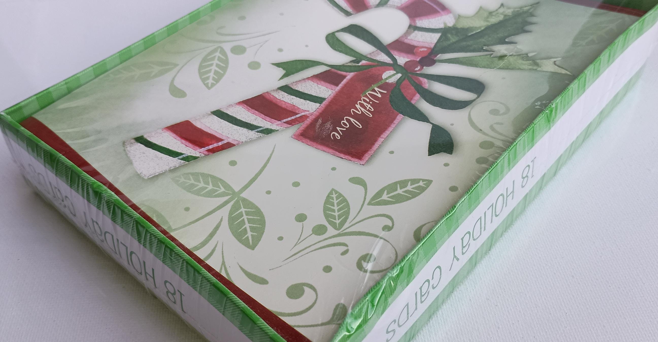 Candy Cane Christmas Cards: Lime Green Holiday Greeting, Set of 18 - Etsy