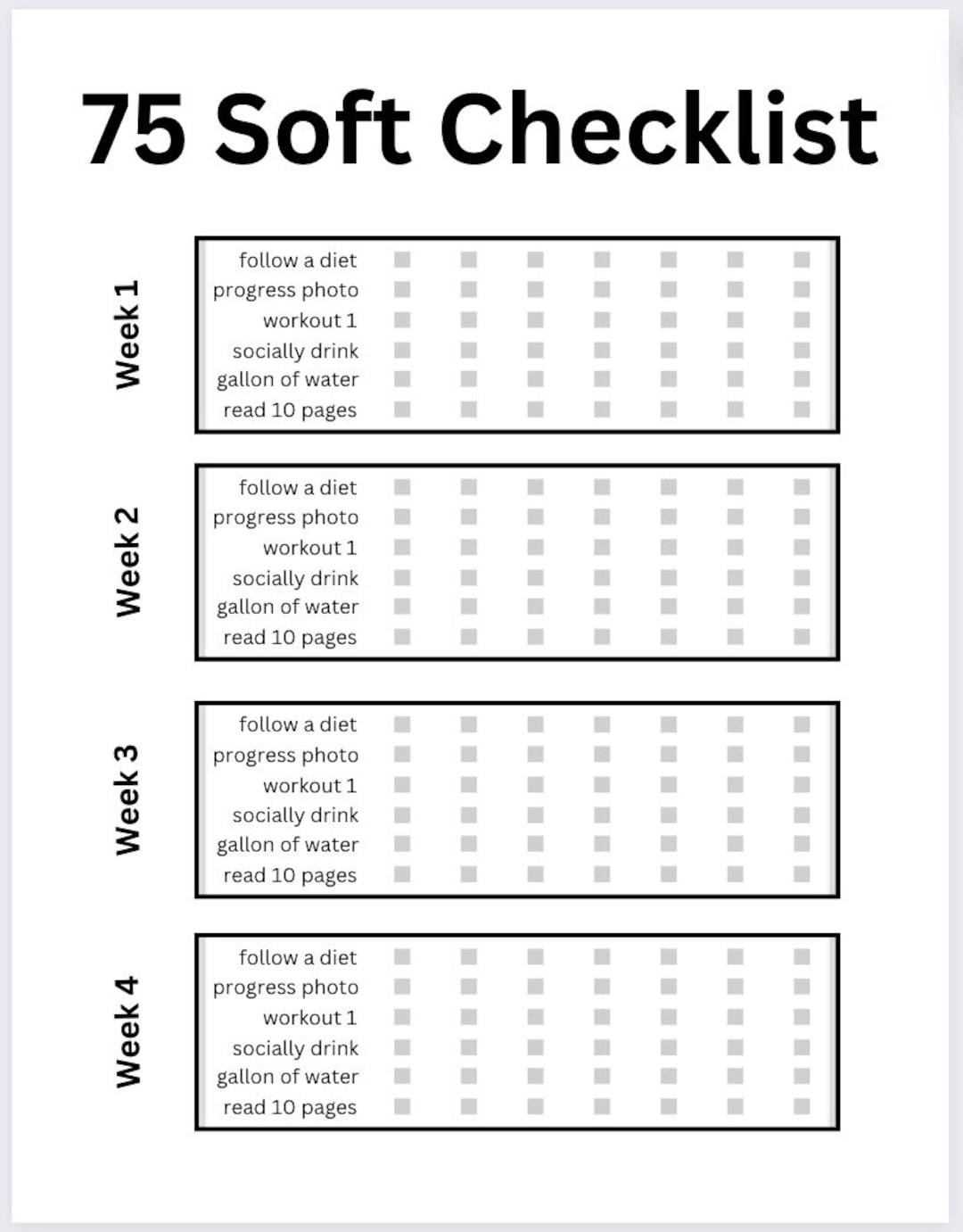 75 Soft Checklist - Etsy