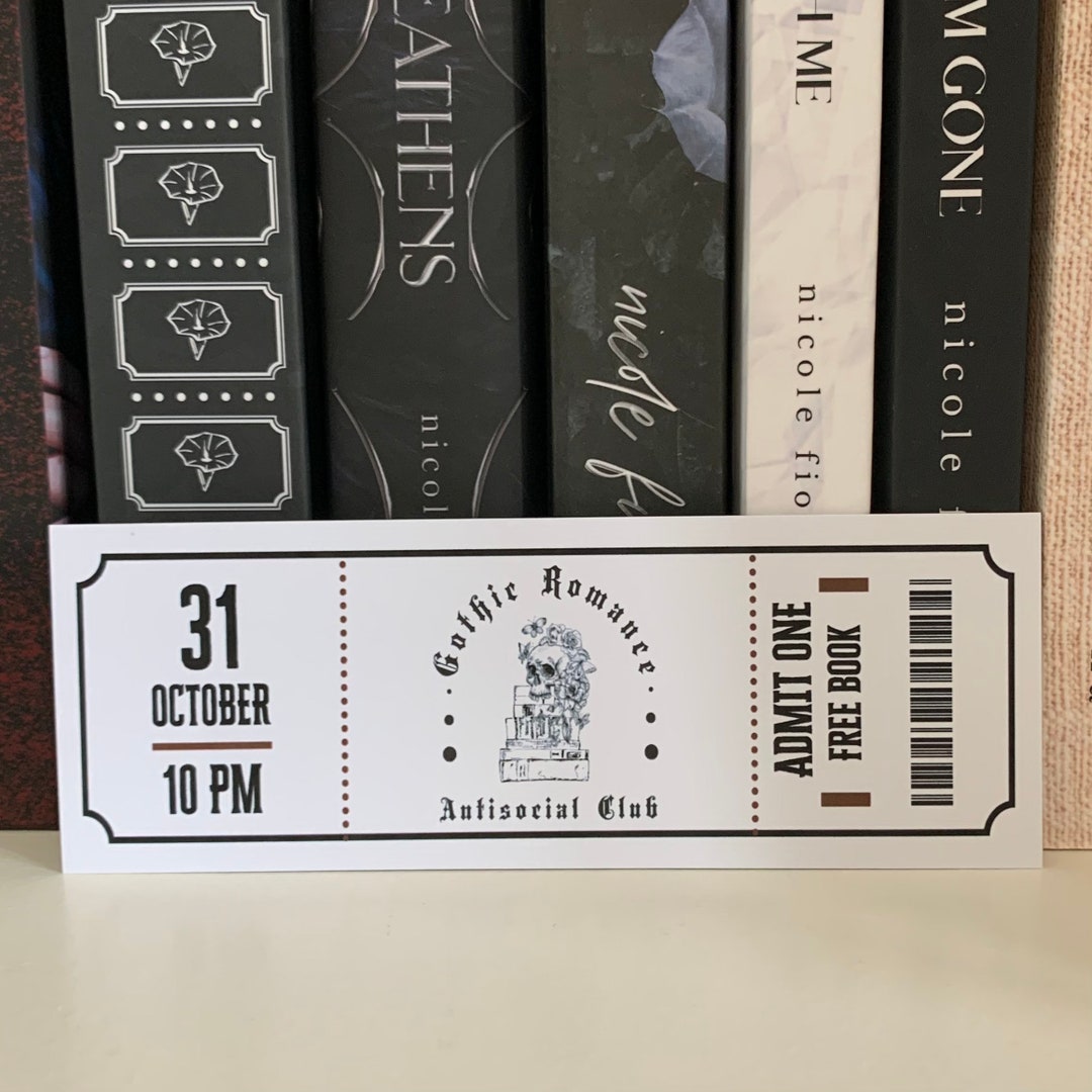 Gothic Romance Antisocial Club Ticket Bookmark | Dark Romance Reader ...