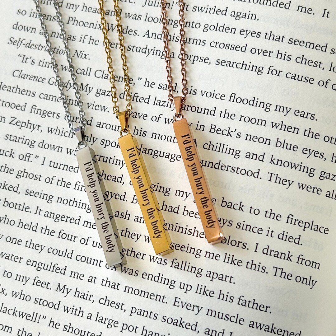 I’d Help You Bury the Body Necklace | Dark Humor Bookish, Engraved ...