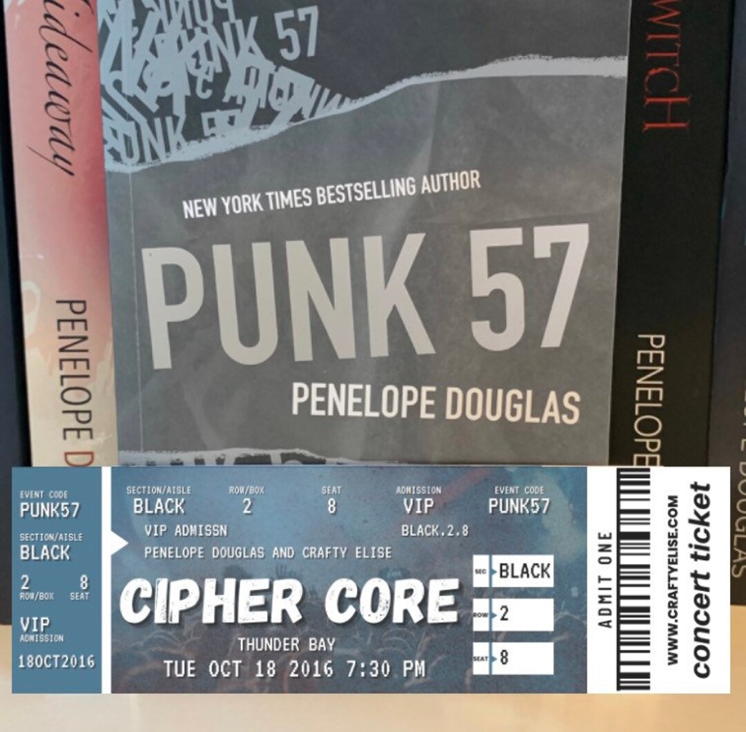 Cipher Core Concert Ticket Bookmark | Punk 57 by Penelope Douglas Merch | Rockstar Romance ...