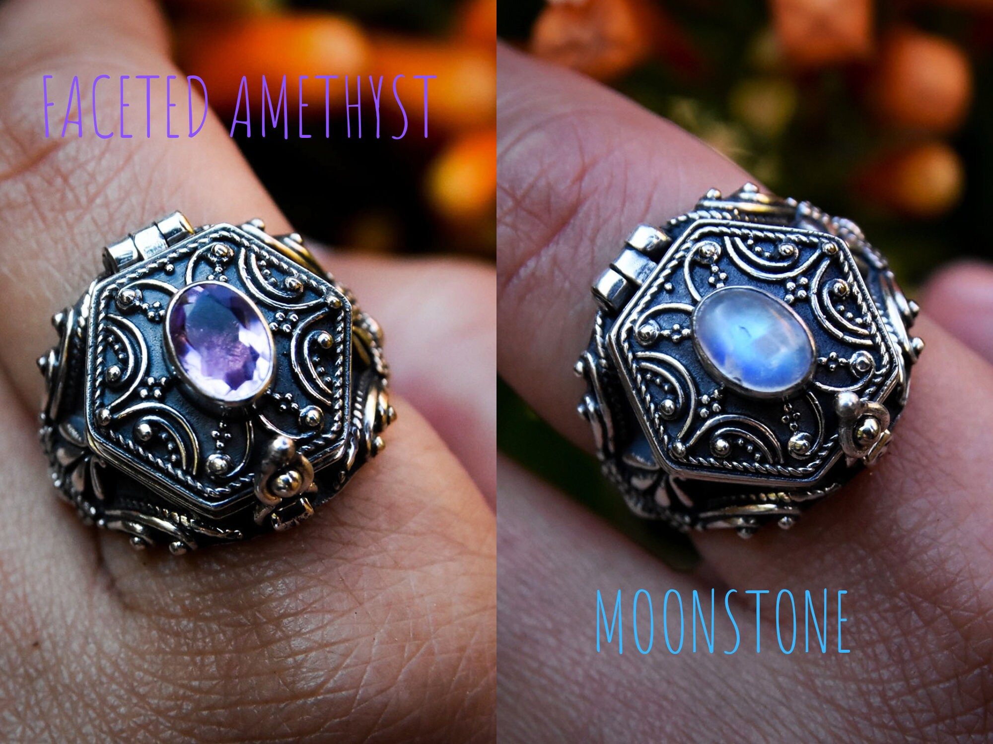 Hexagon Poison Ring ~ Poisoner Ring ~ 925 Sterling Silver Hexagon Poison Ring ~ Poisoner Ring ~ 925 Sterling Silver