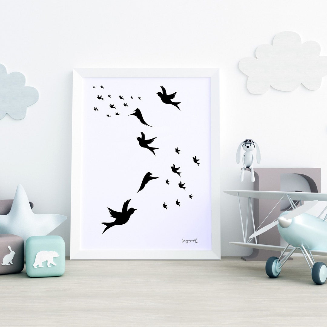 Poster Flock of Birds Boho Poster DIN A4 Minimalist Art - Etsy