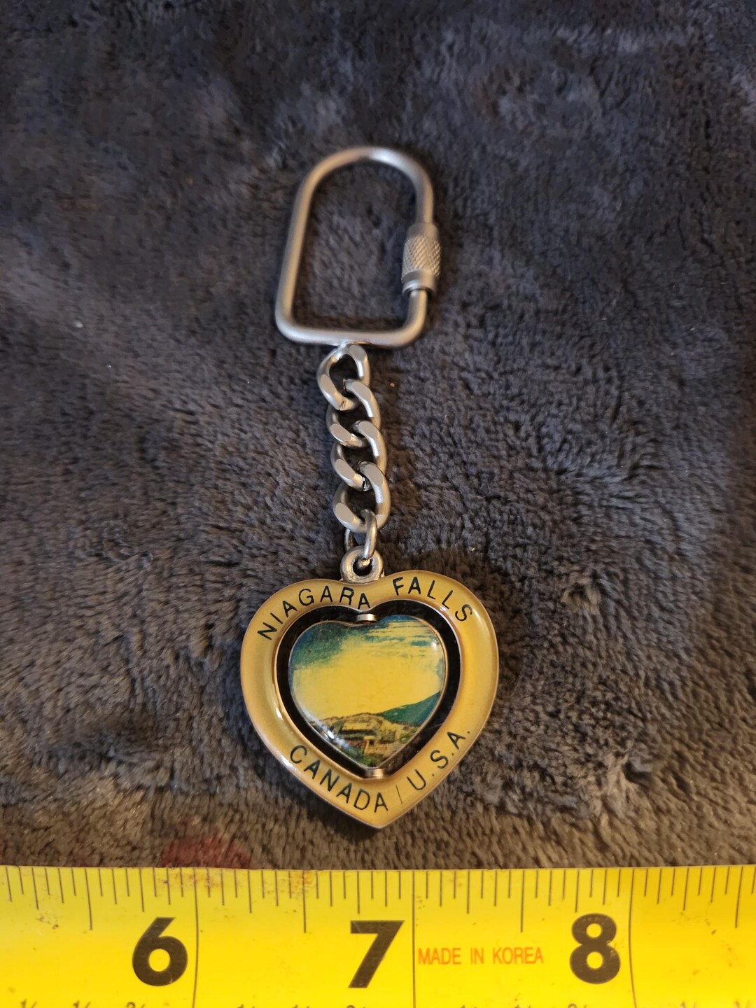 Vintage Keychain Niagara Falls Canada and USA Key Ring Rotating Spinner ...