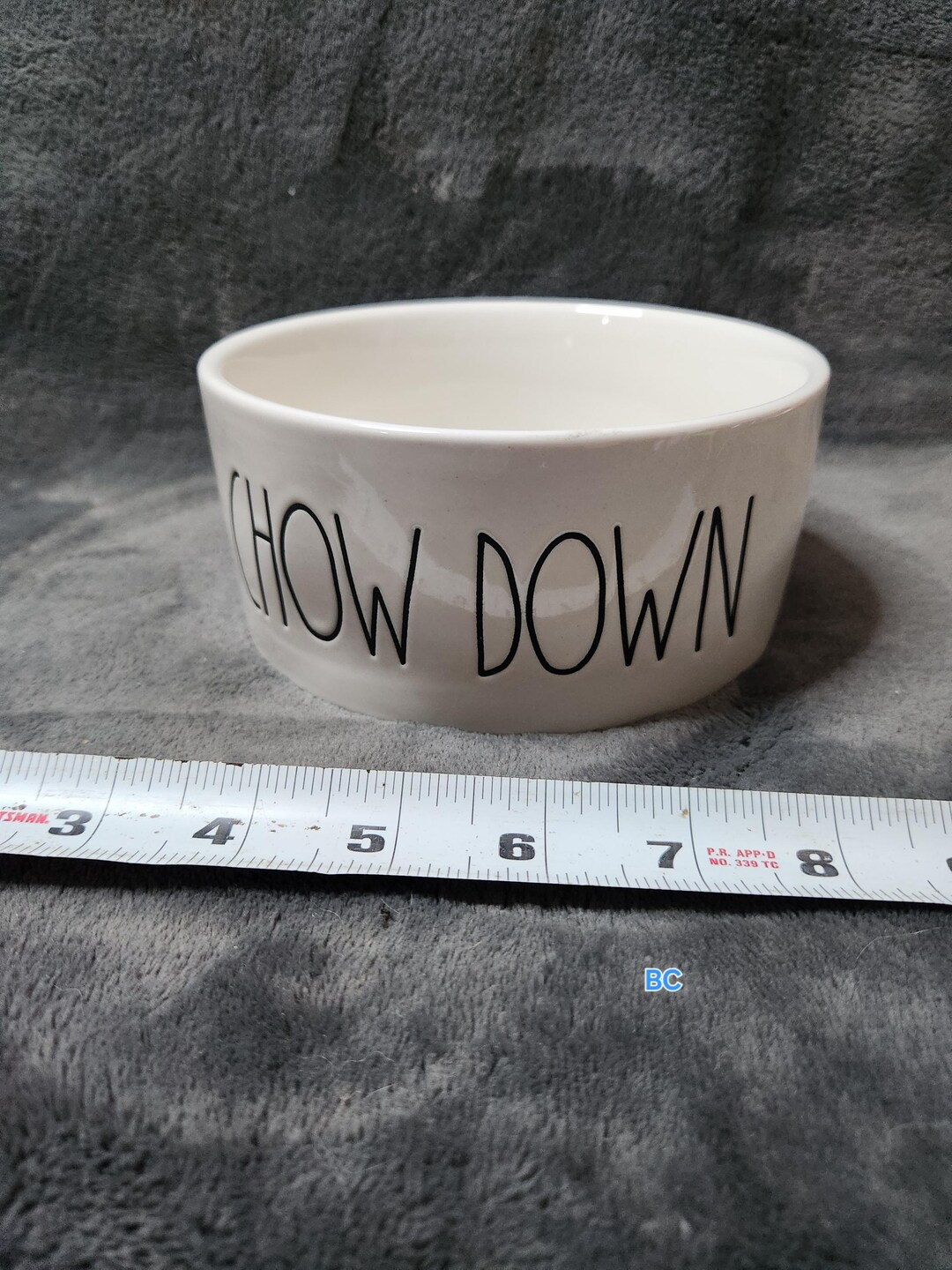 BC* Rae Dunn by Magenta CHOW DOWN Dog Food Bowl With Black Letters ...