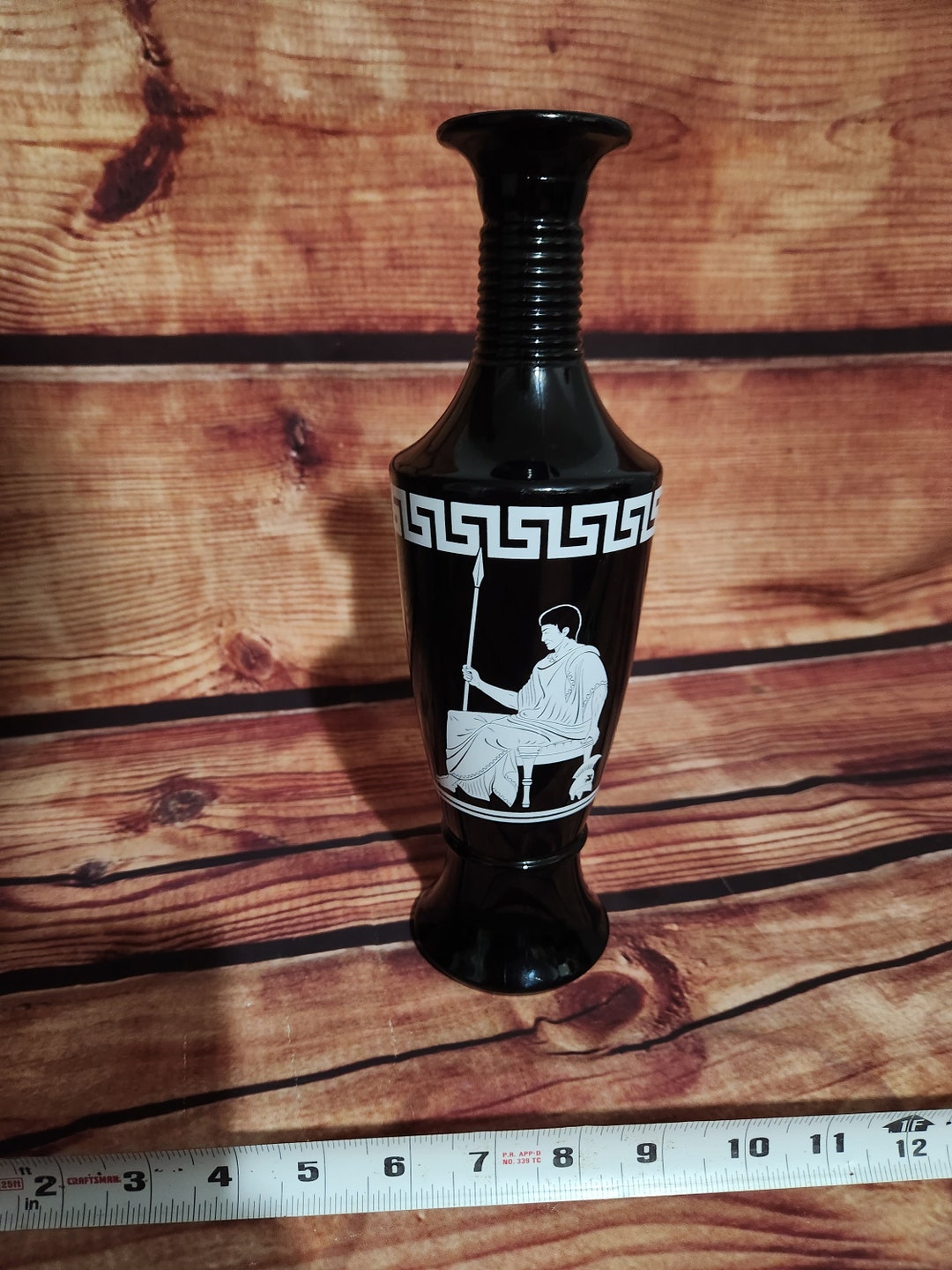 Vintage 1958 JIM BEAM Whiskey Greek Warrior Black Glass Bottle D-334 ...