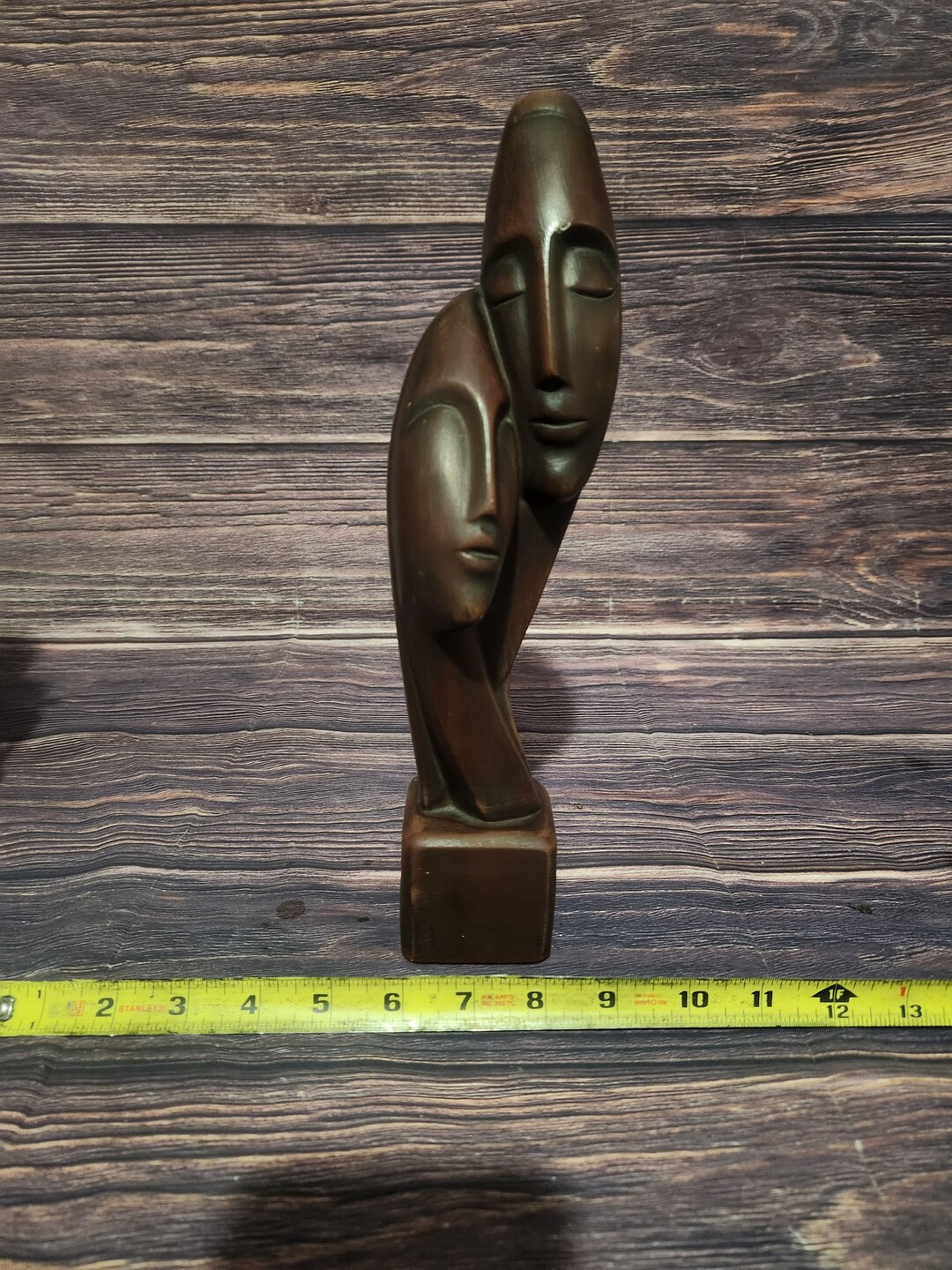 Devotion Ceramic Statue Figure Man Woman Head Touching Brown 12" - Etsy