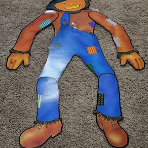Vintage Die Cut Jointed Pumpkin Scarecrow 36" Single Sided Halloween ...