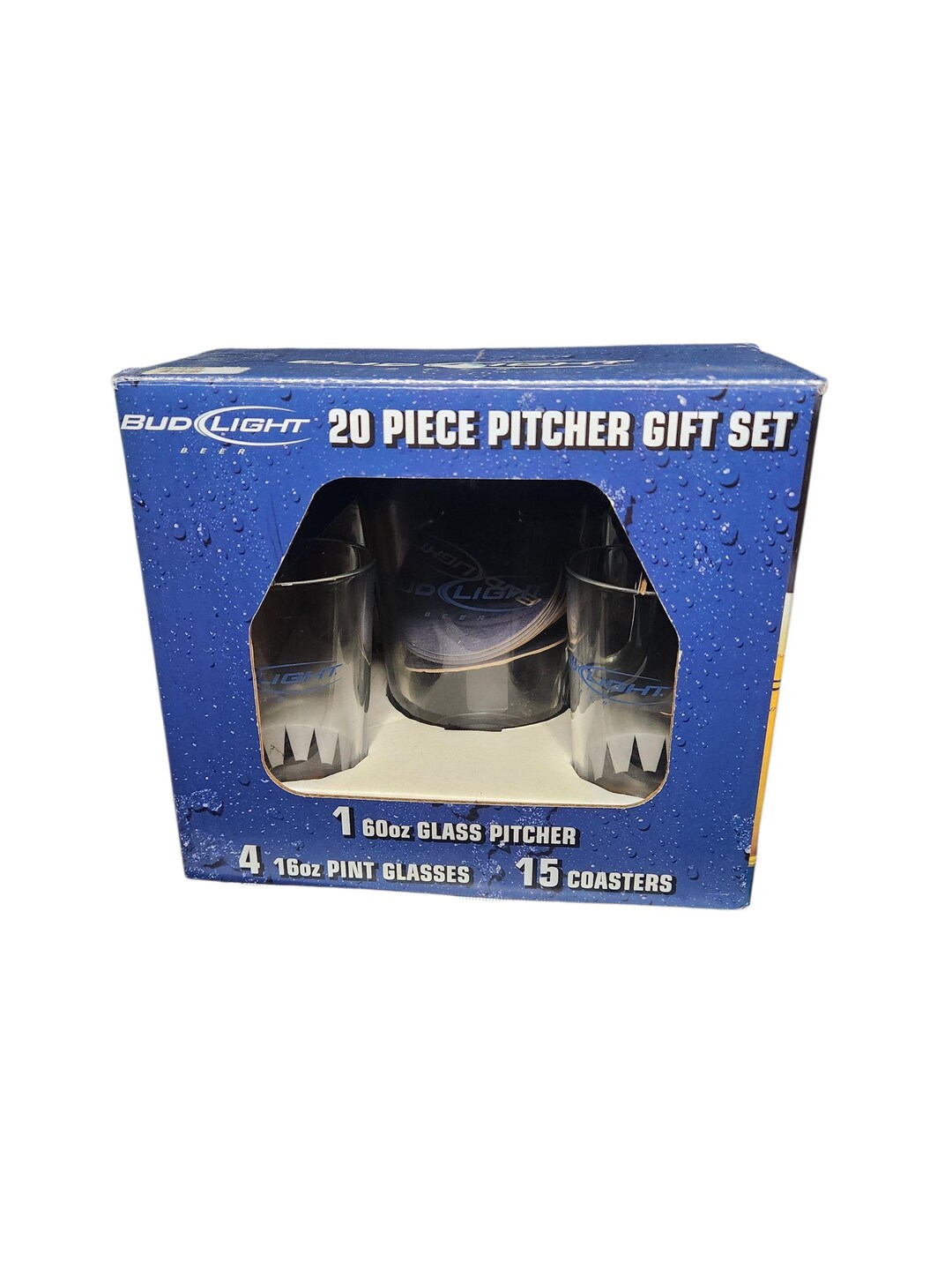 NEW Vintage Bud Light Beer 20 Piece Mug Gift Set 4 Beer Mugs 1 Pitcher ...