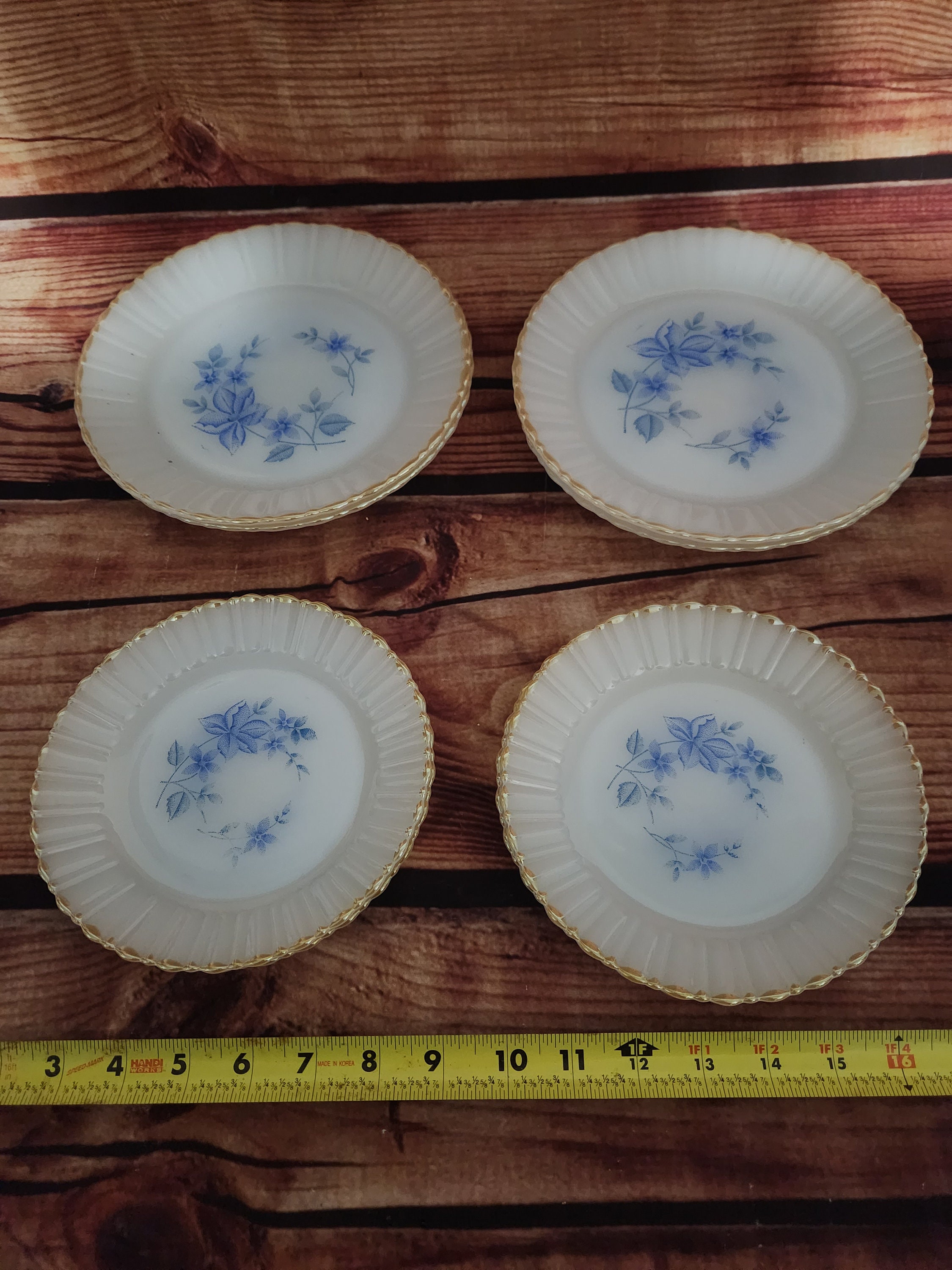 Vintage Set of 4 Vintage TERMOCRISA MEXICO Blue Dot Milk Glass - Etsy