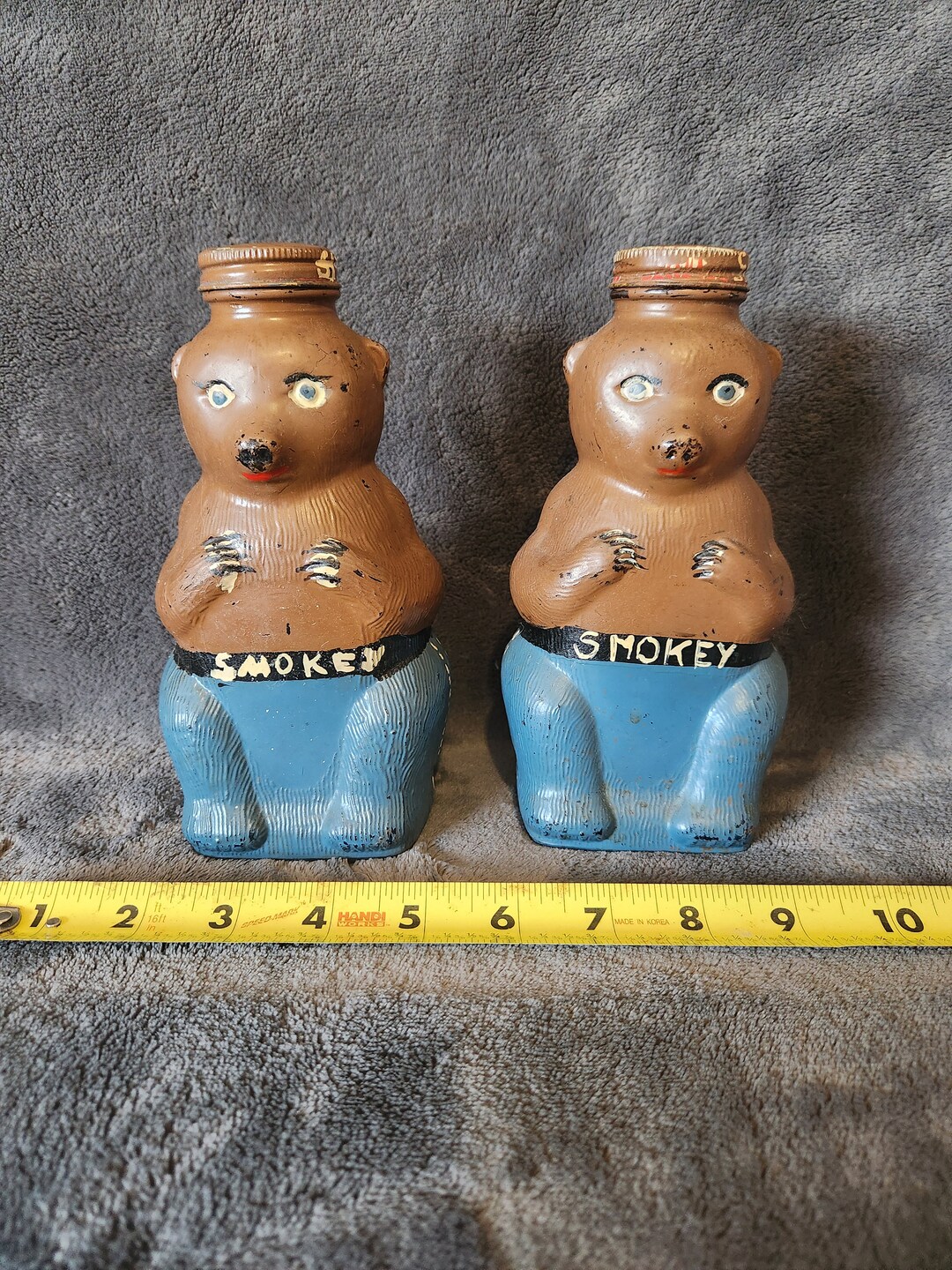 Vintage Set of 2 Snow Crest Beverages Glass Bear Shaped Bottle Banks ...