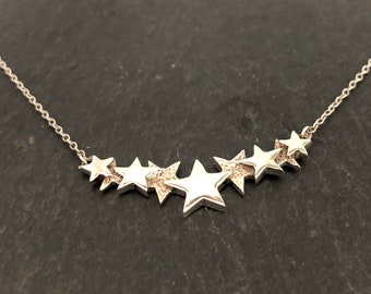 Chain of Stars Necklace 14k, Sterling Silver - Etsy