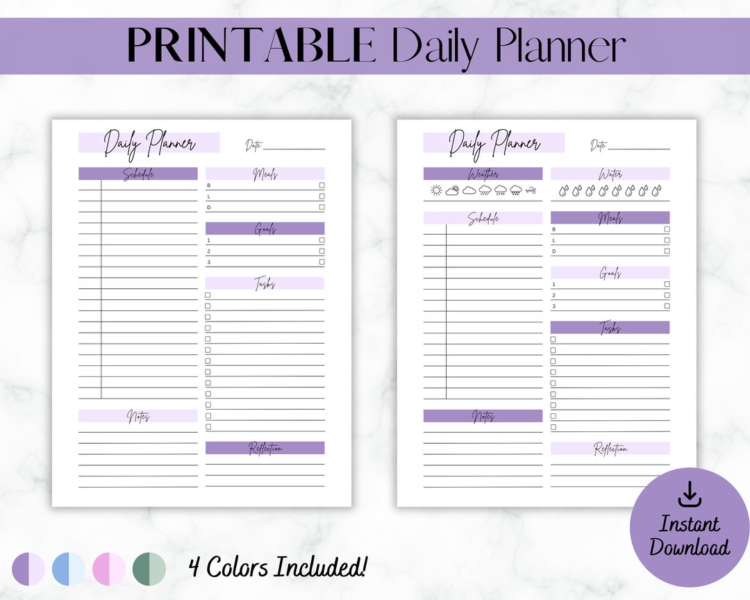 Printable Daily Planner Template | PDF | US Letter, A4, A5 - Etsy