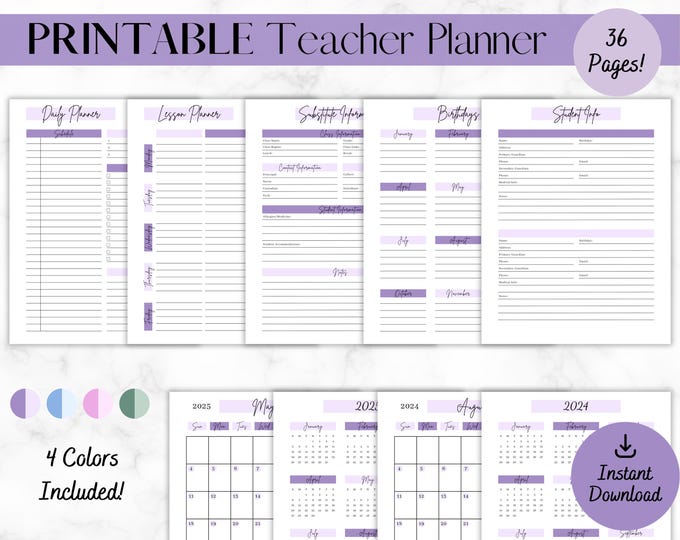 Printable 2024-2025 Teacher Planner Template | Academic Planner | Back ...