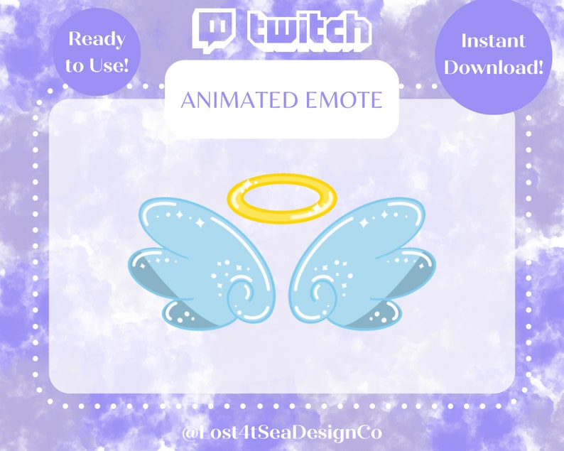 Cute Blue Angel Wings Animated Emote Twitch/discord Streaming Kawaii ...