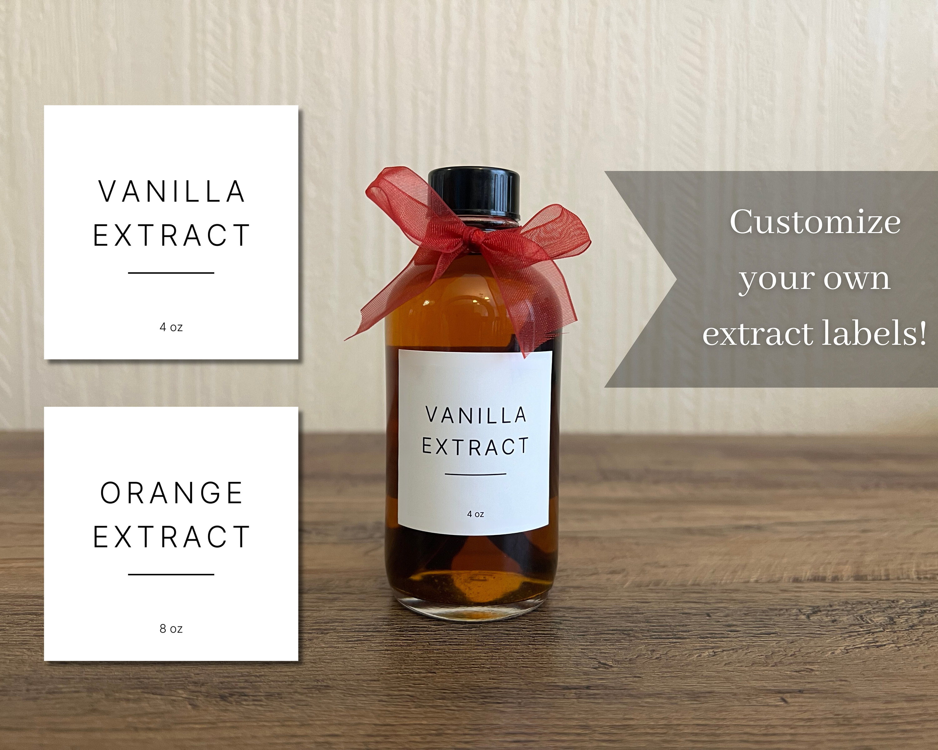 Personalized Vanilla Extract Labels Set of 40 Stickers Front Back Water ...