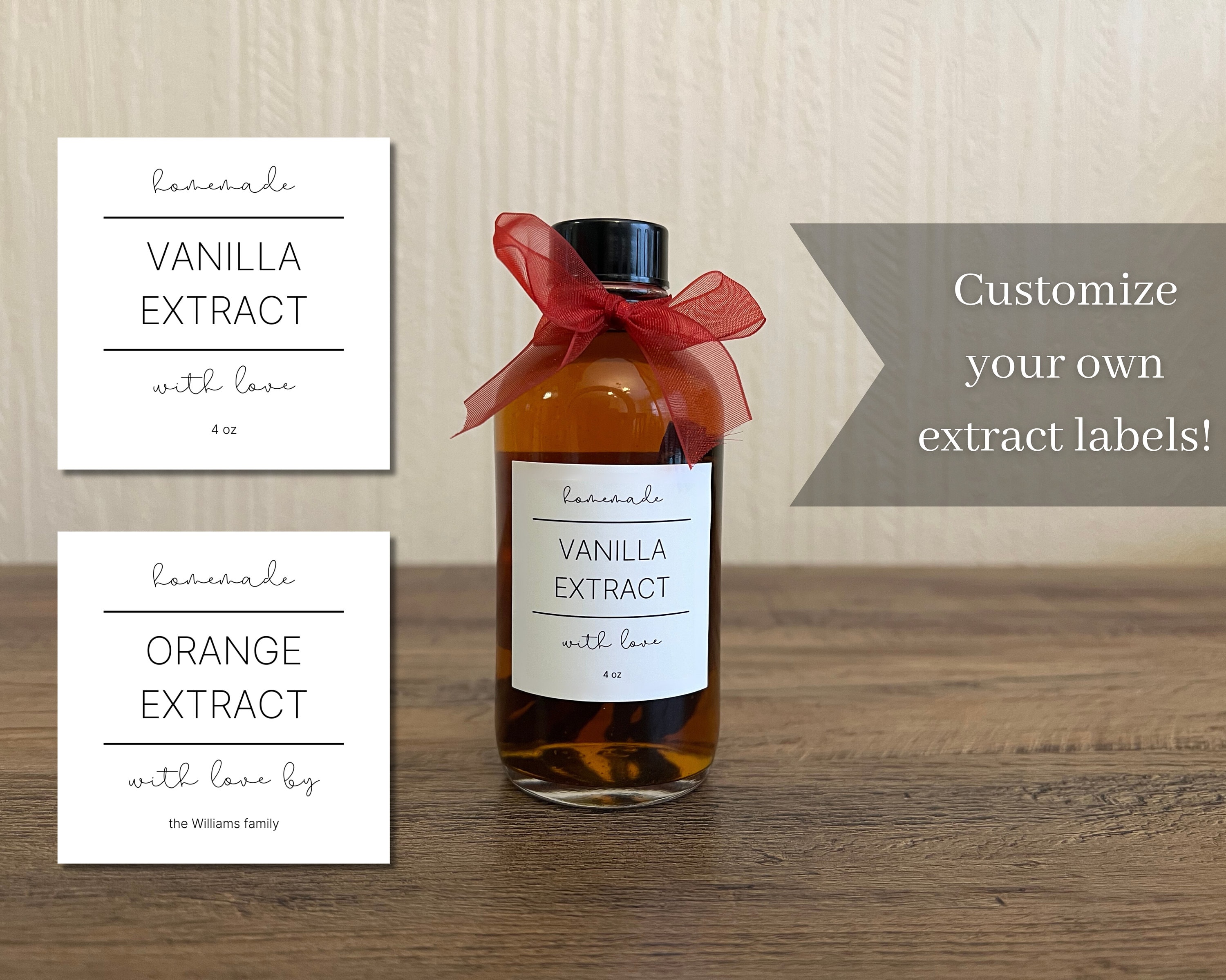 Personalized Vanilla Extract Labels Set of 40 Stickers Front Back Water ...