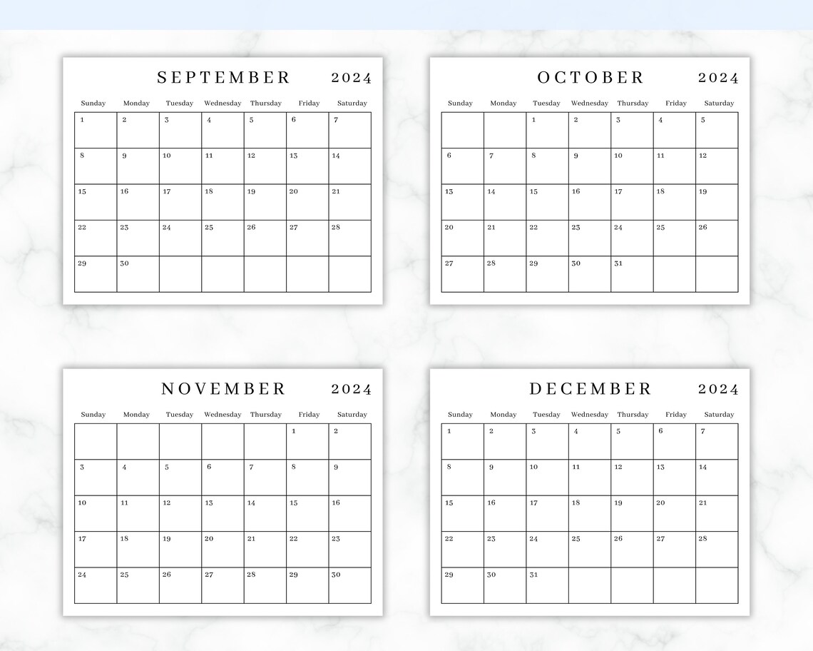 Printable Minimalist 2024 Calendar Template Digital Monthly Calendar ...