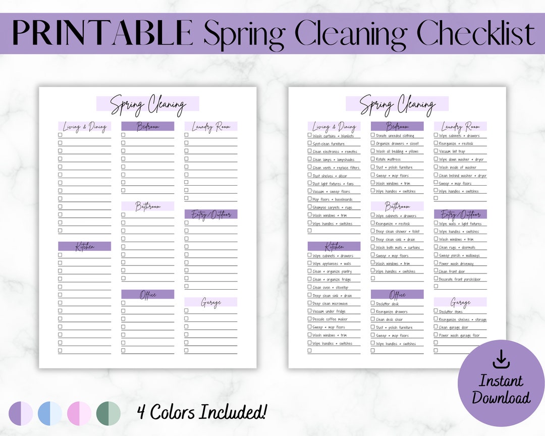 Printable Spring Cleaning Checklist Template | Household Cleaning | Pre ...