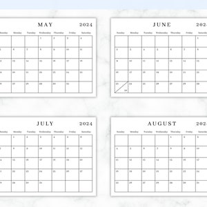 Printable Minimalist 2024 Calendar Template Digital Monthly Calendar ...