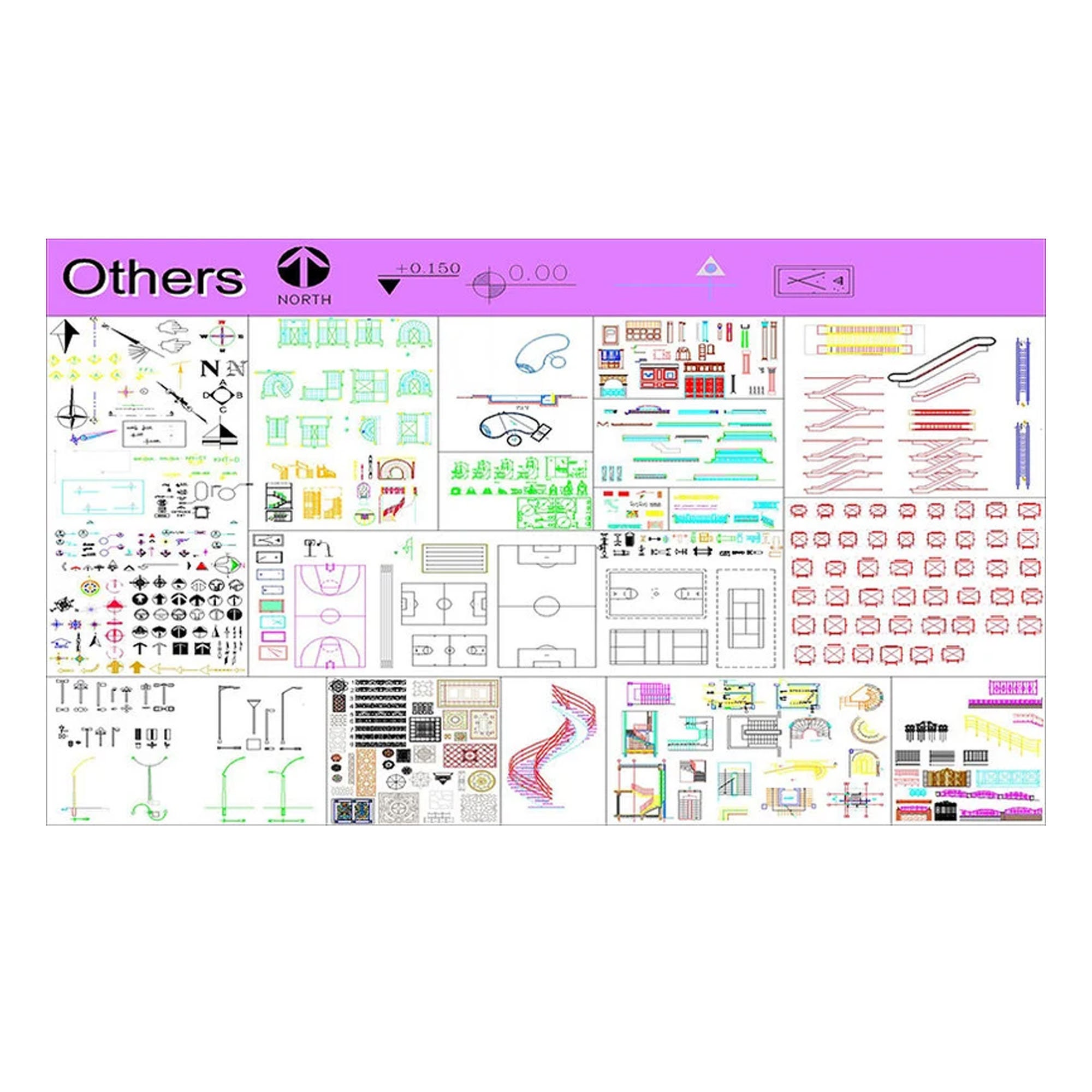 Mega Autocad Blocks 2D DWG CAD Library 13000+ , Templates, Drawings ...