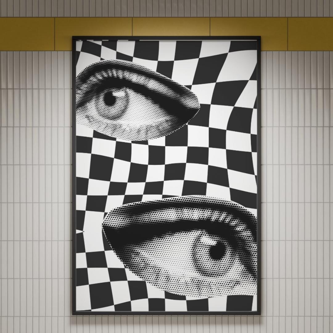 Eye Love It Wall Art | Checkerboard Eye Print | Retro Funky Decor ...