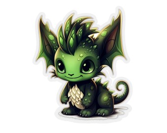 Cute Chibi Blue Dragon Sticker Adorable Fantasy Vinyl - Etsy